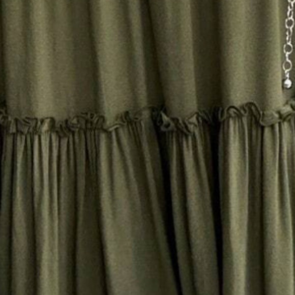 Skirts | Solid Army Green Ruffle Lace Hem Maxi Skirt | Poshmark